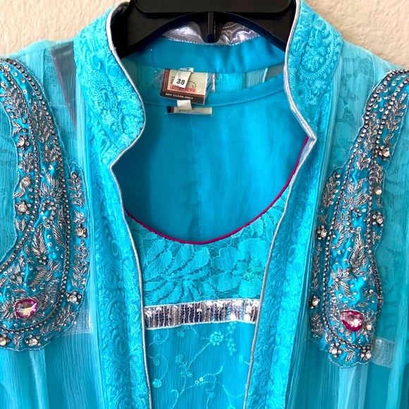 Dresses | You G Girls Turquoise Blue Ferozi Suit Jacket 4 | Poshmark